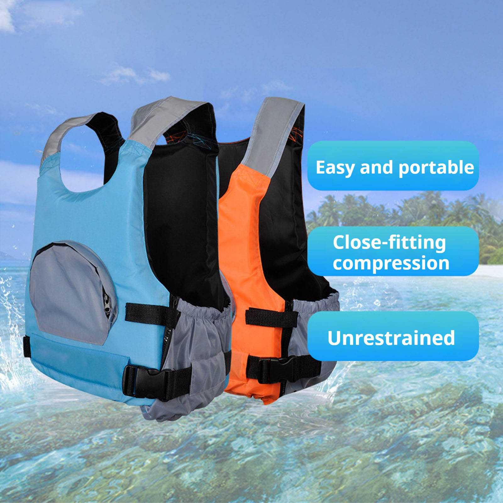Adult Water Sports Life Jacket – Large Pocket, High Buoyancy EPE ...